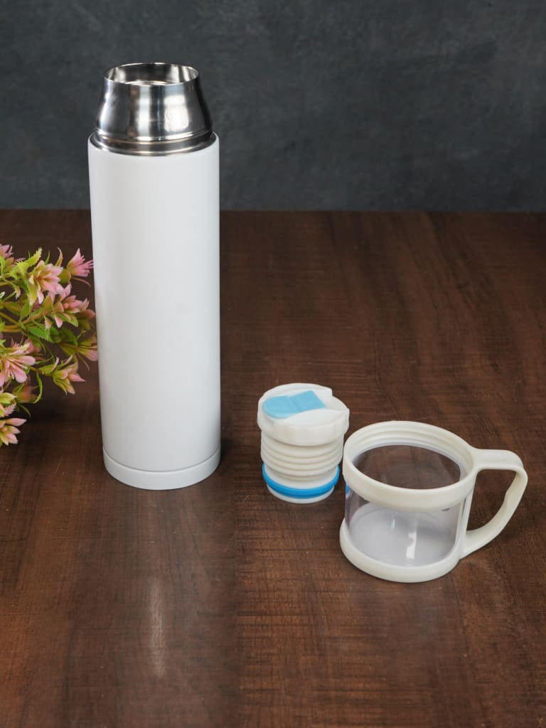 Corporate Gift - White Stainless Steel Vacuum Cup & Flask - BCG0075 – BLiS