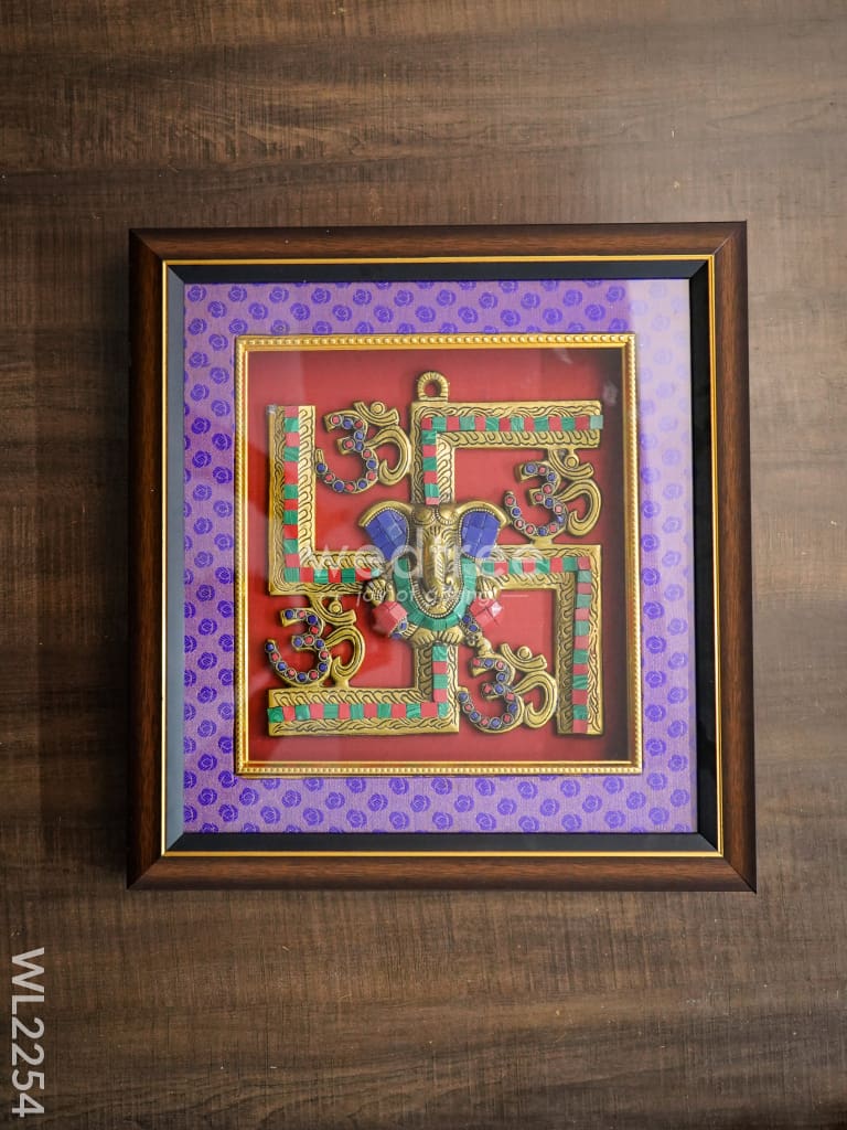 Frame : White Metal swastik ganesha with Stone Work - WL2254 – BLiS