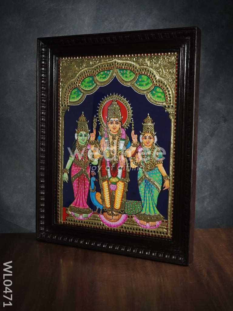 Tanjore Painting Murugan Valli Deivanai - Flat (Gold foil) - 24x18 inc ...